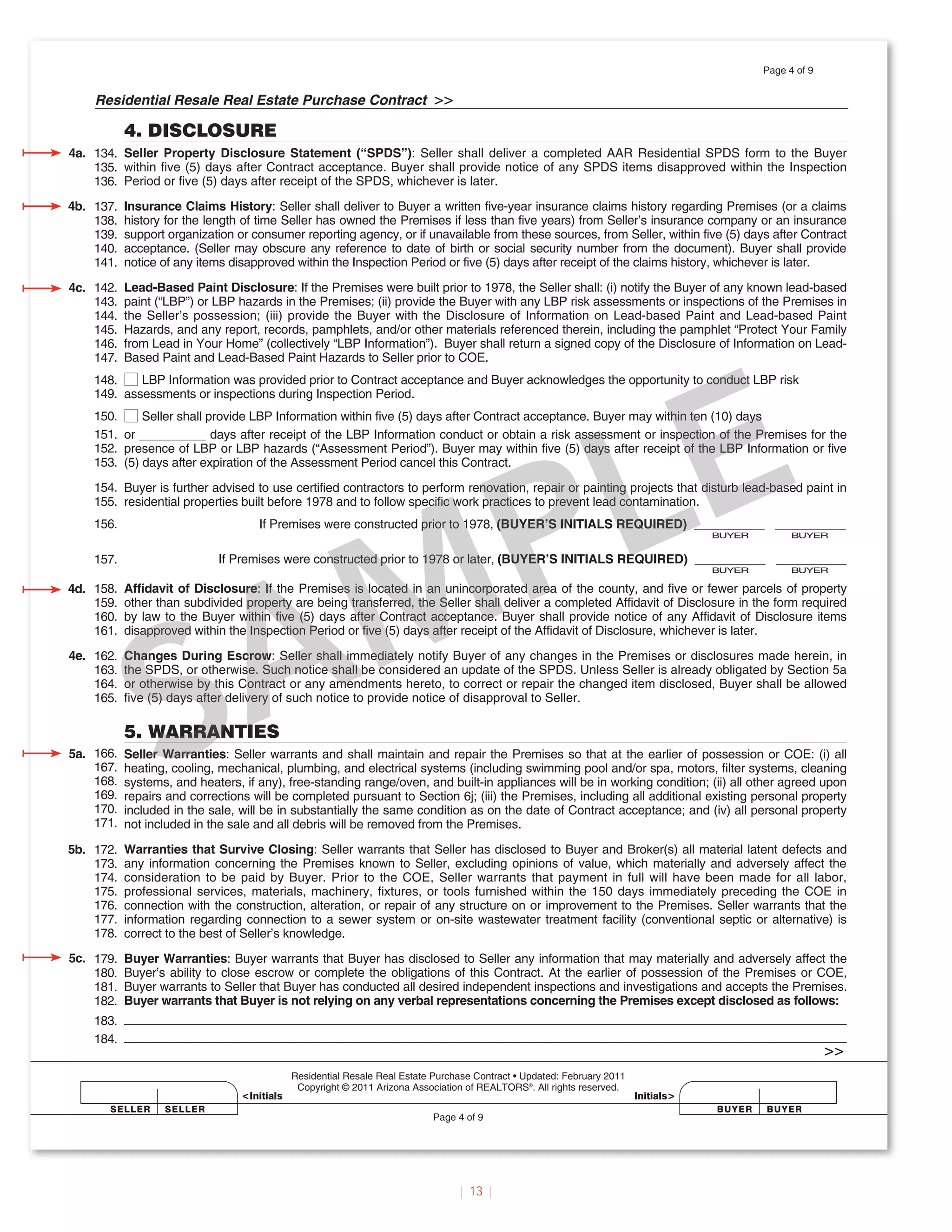 Arizona Residential Real Estate Purchase Contract | PDF | Home ...
