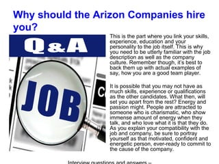 Arizon companies interview questions and answers | PPT