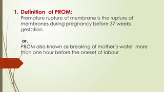 Presentation of premature rupture of membrane | PPT