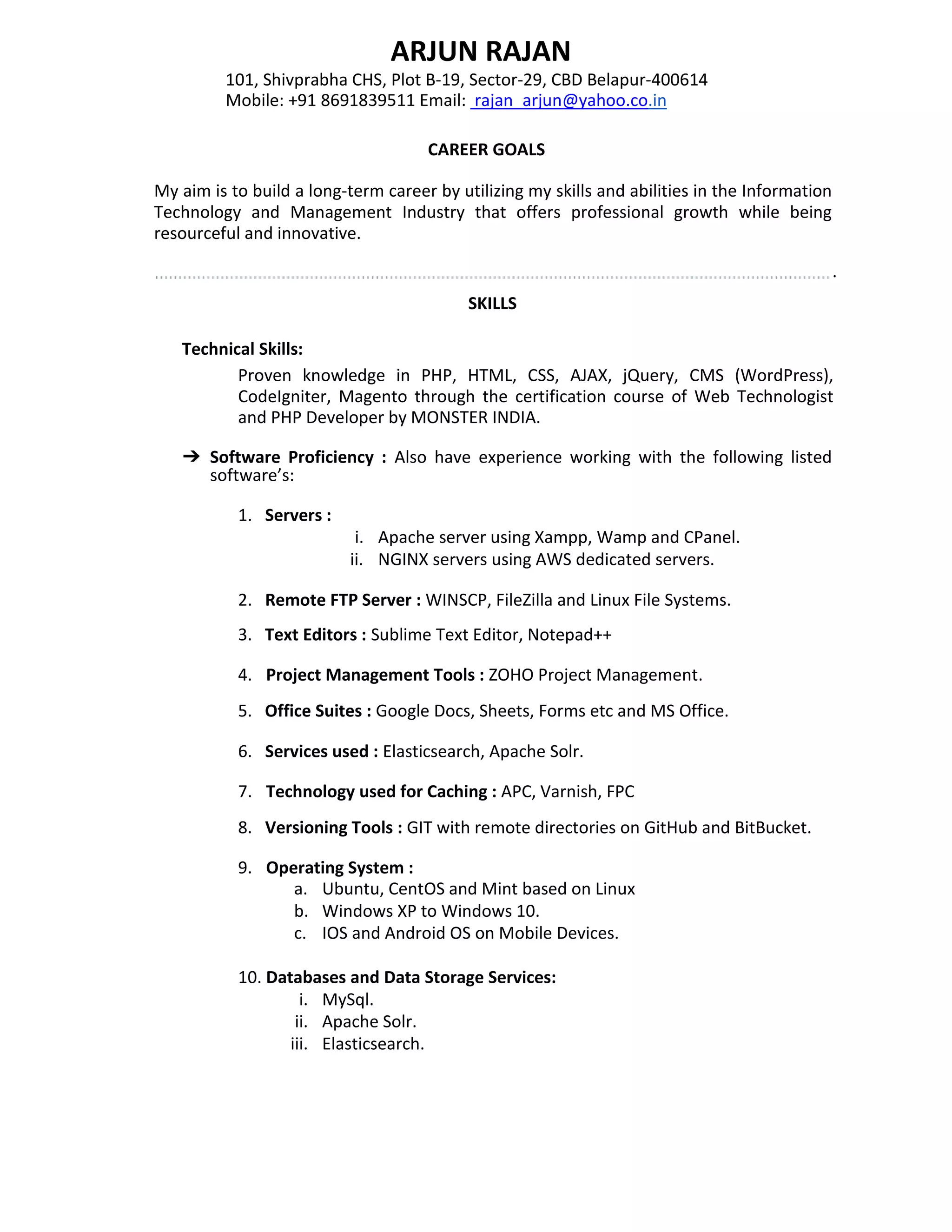 ARJUN RAJAN Resume Updated - 19Feb2017 | PDF