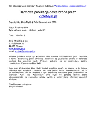 Arkana seksu ekstaza i jedność Rafał Seremet | PDF