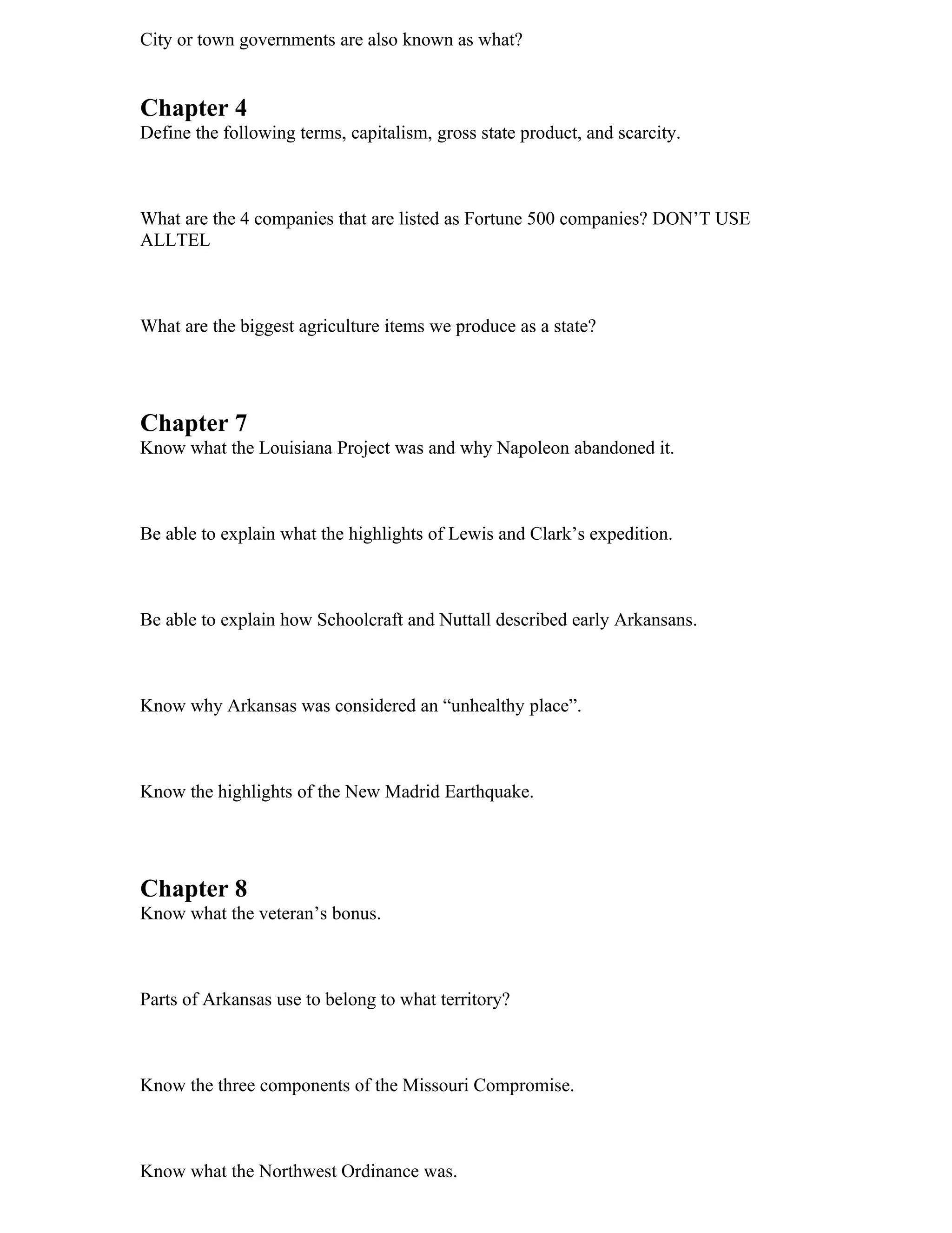 Arkansas history final study guide | DOC