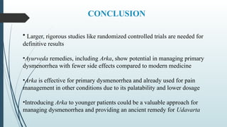 Arka_PPT PREPARARTION AND ITS USES IN DYSMENORRHEA | PPT