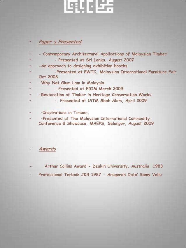 Arkitek Azman Zainal Profile | PPTX