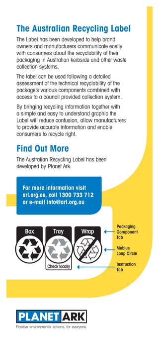 Australian Recycling Label Flyer - Right Label Right Bin | PDF