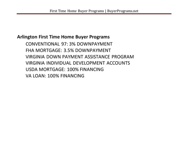 Arlington first time home buyer programs | PPT