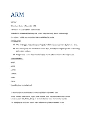 ARM 7 and 9 Core Architecture Illustration | PDF