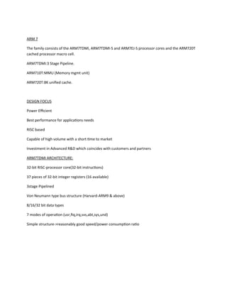 ARM 7 and 9 Core Architecture Illustration | PDF