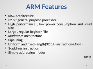 ARM introduction registers architectures | PPTX