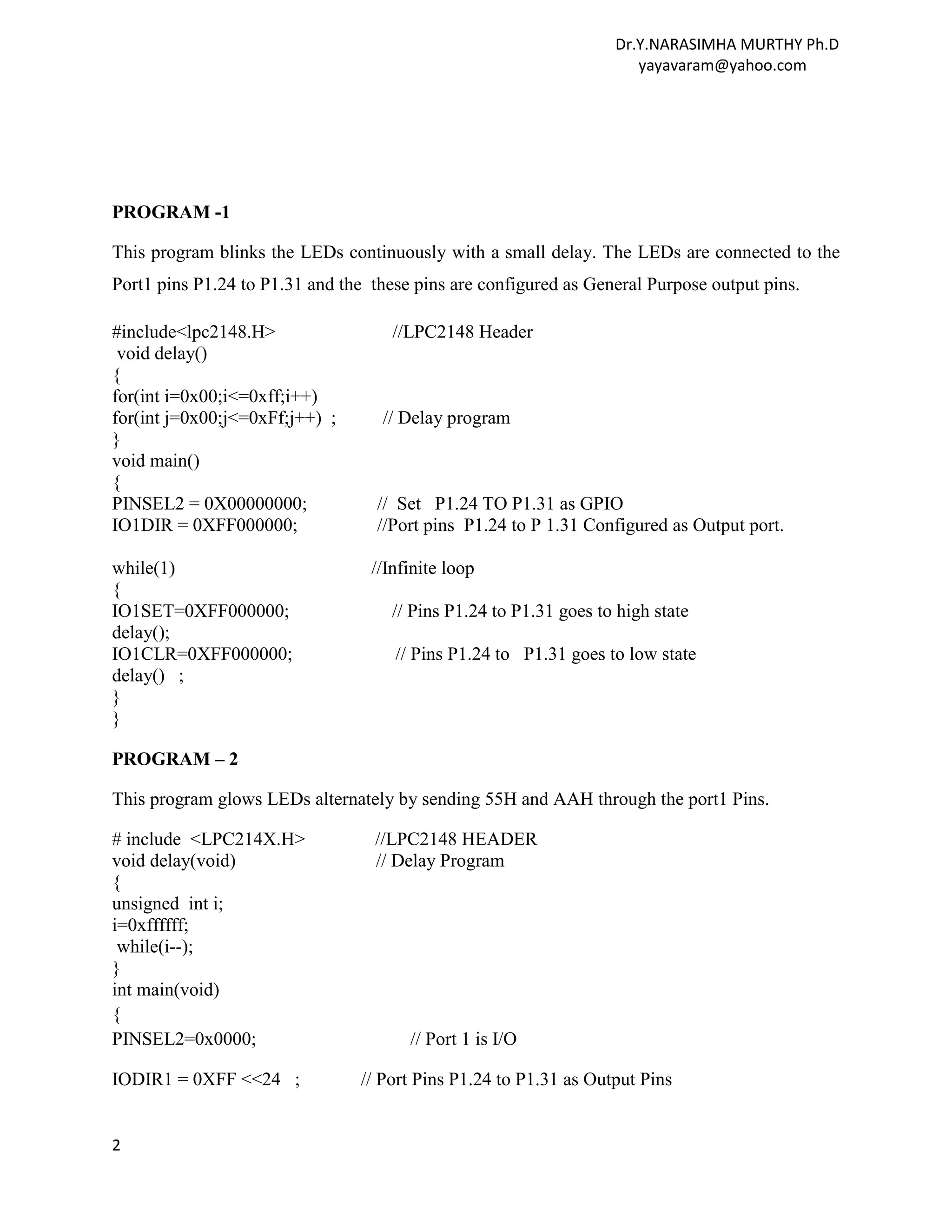 Arm7 Interfacing examples | DOCX