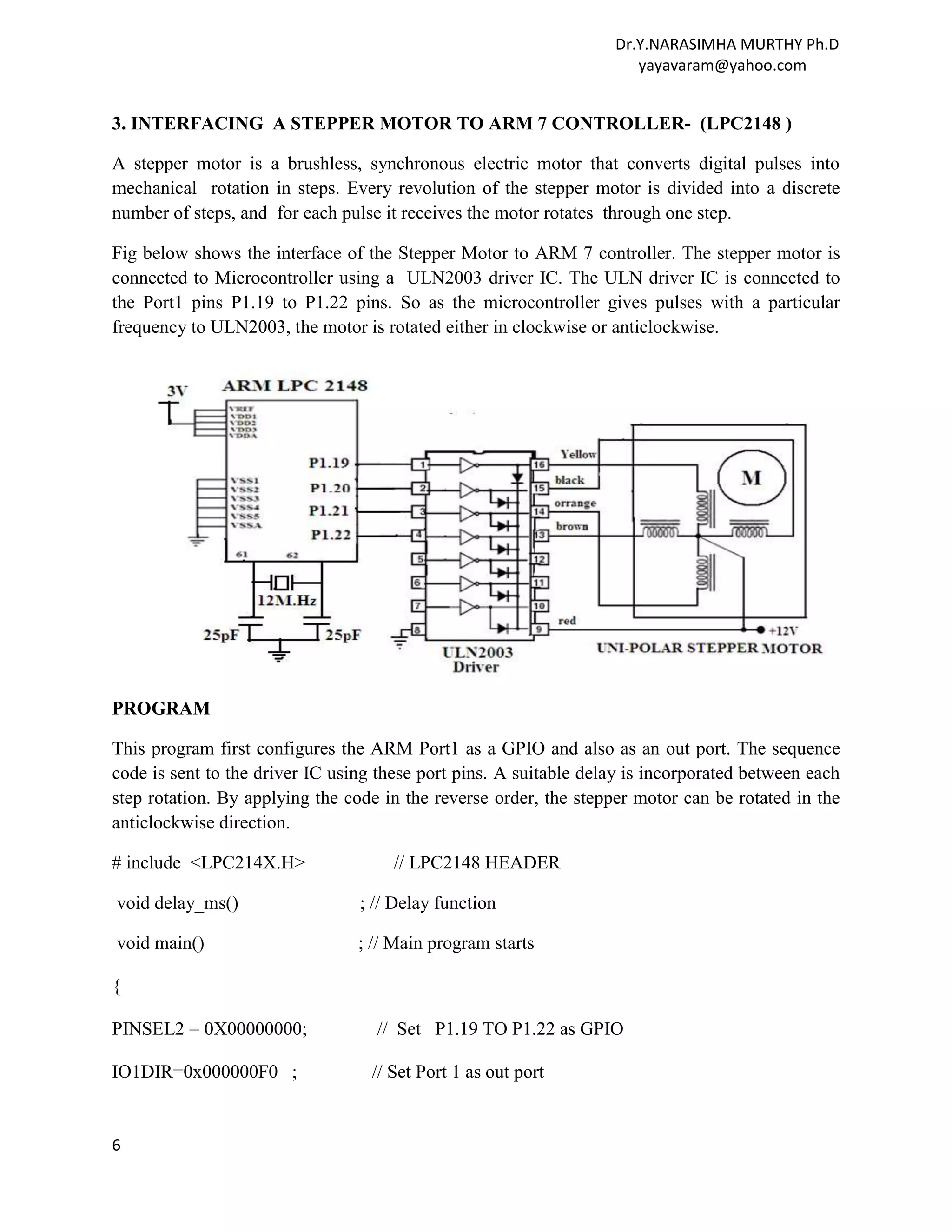 Arm7 Interfacing examples | DOCX