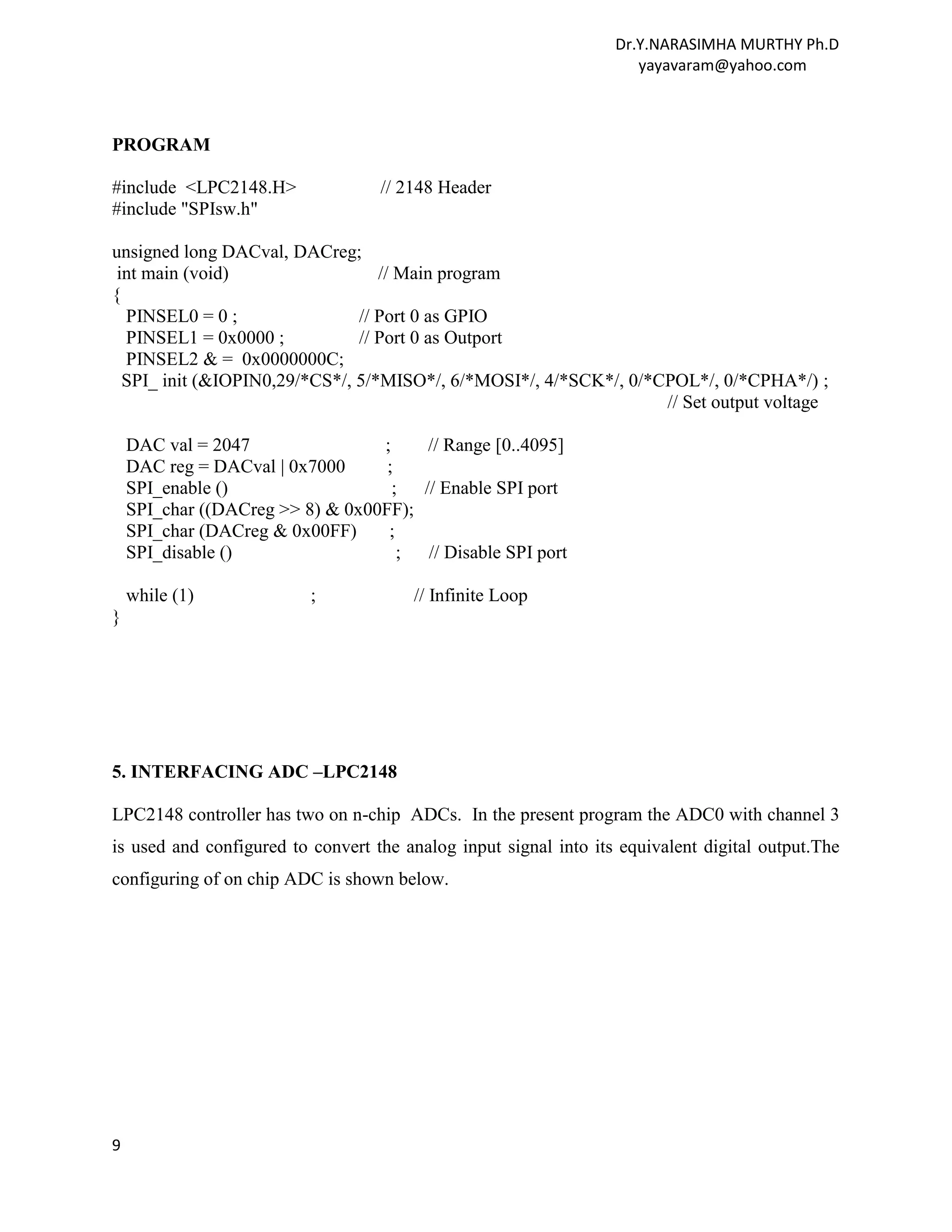 Arm7 Interfacing examples | DOCX