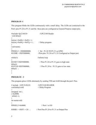 Arm7 Interfacing examples | DOCX