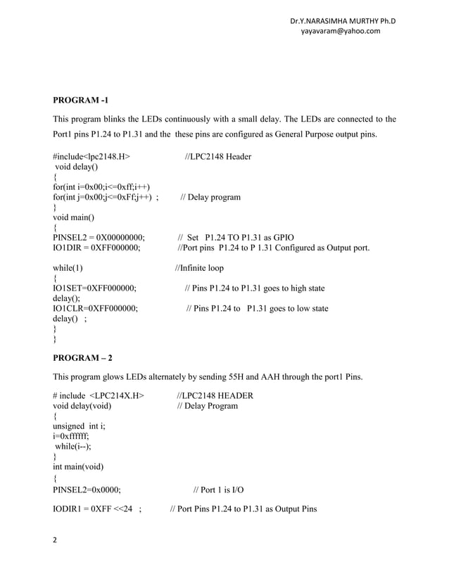 Arm7 Interfacing examples | DOCX