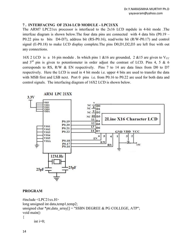 Arm7 Interfacing Examples