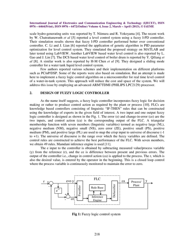 Arm7 microcontroller based fuzzy logic controller for liquid level control system | PDF