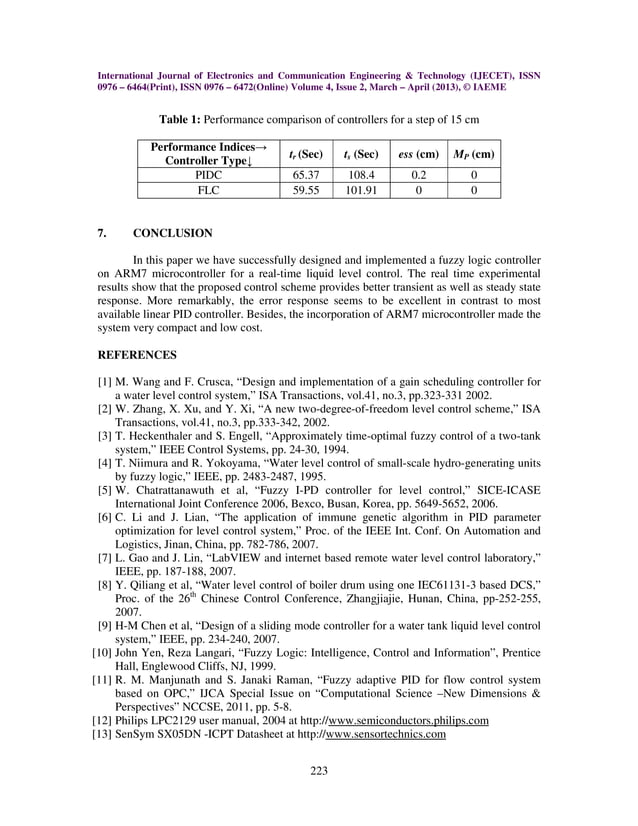 Arm7 microcontroller based fuzzy logic controller for liquid level control system | PDF