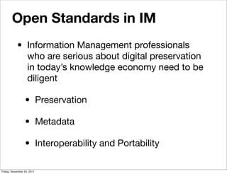 ARMA IM Days "Open source and open standards" | PDF