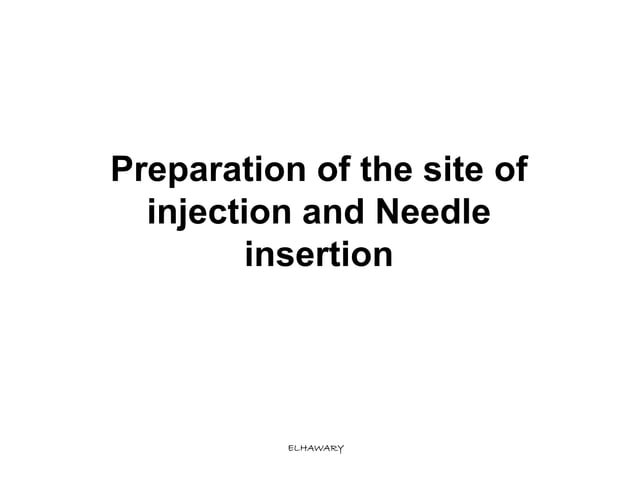 Armamentarium and preparation for basic injection | PDF
