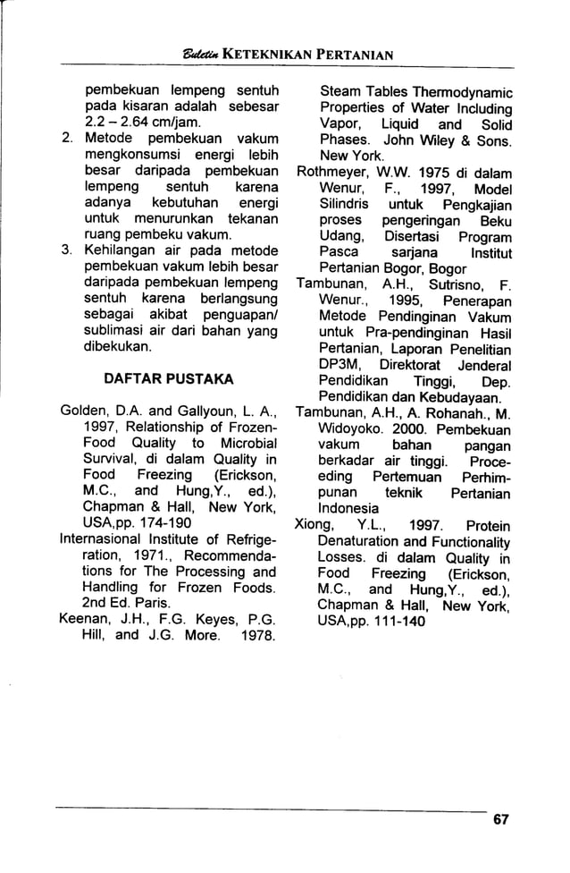 KARAKTERISTIK PEMBEKUAN VAKUM PULP MARKISA Vacuum Freezing ...