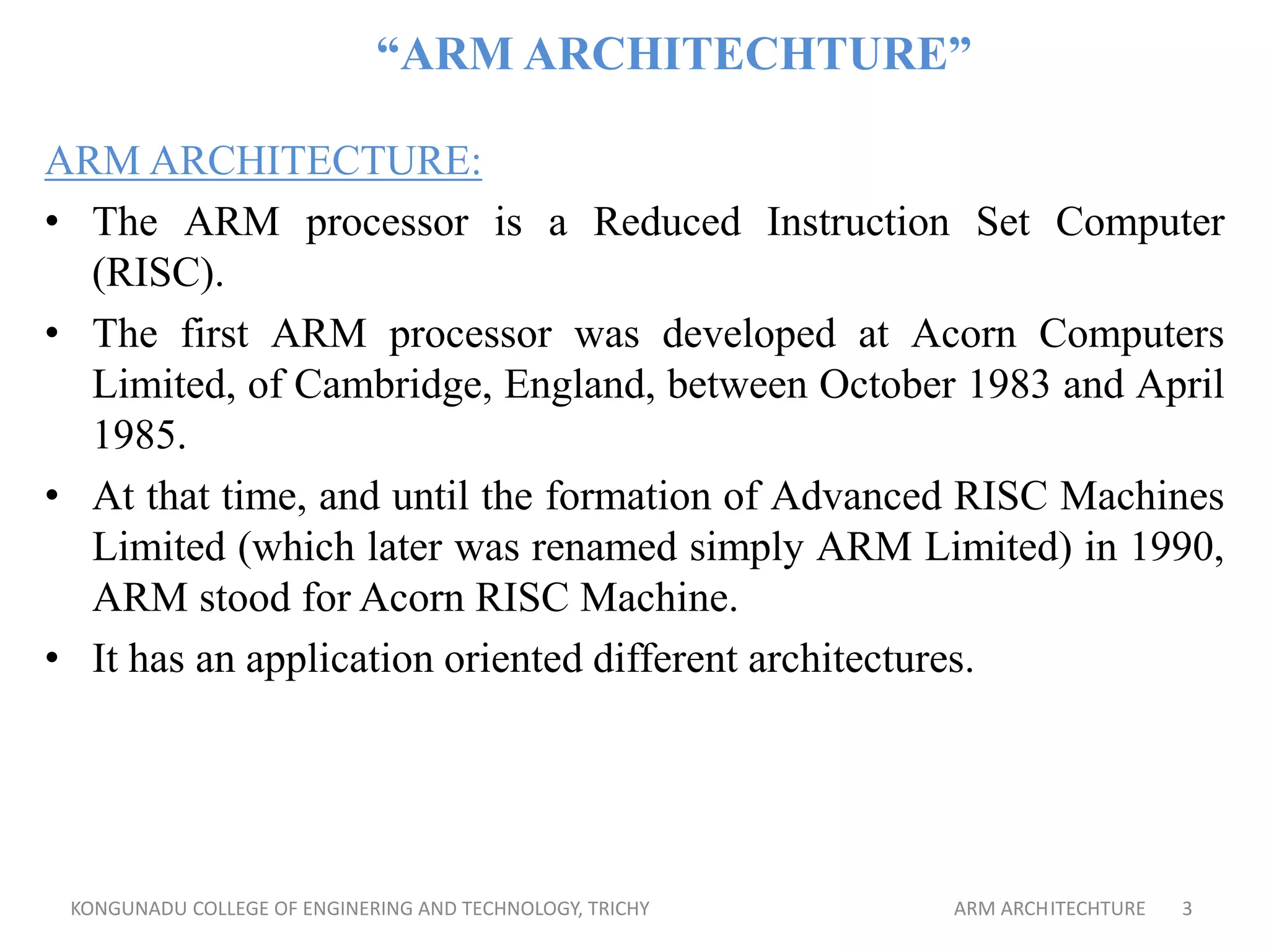 Arm architechture | PPTX