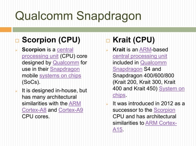 SNAPDRAGON SoC Family and ARM Architecture | PPTX