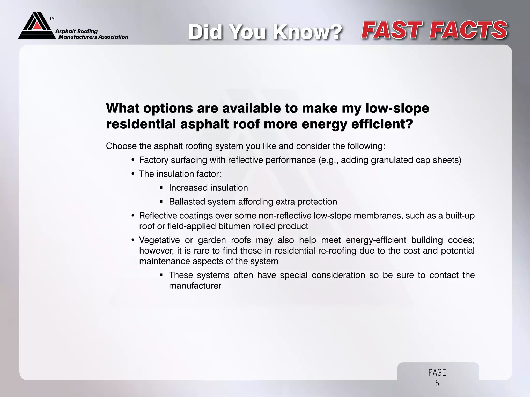 ARMA Residential Cool Roofing Fast Facts | PDF | Home Improvement | Home & Garden