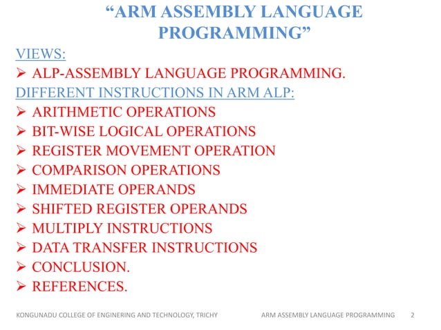 Arm Assembly Language Programming Ppt