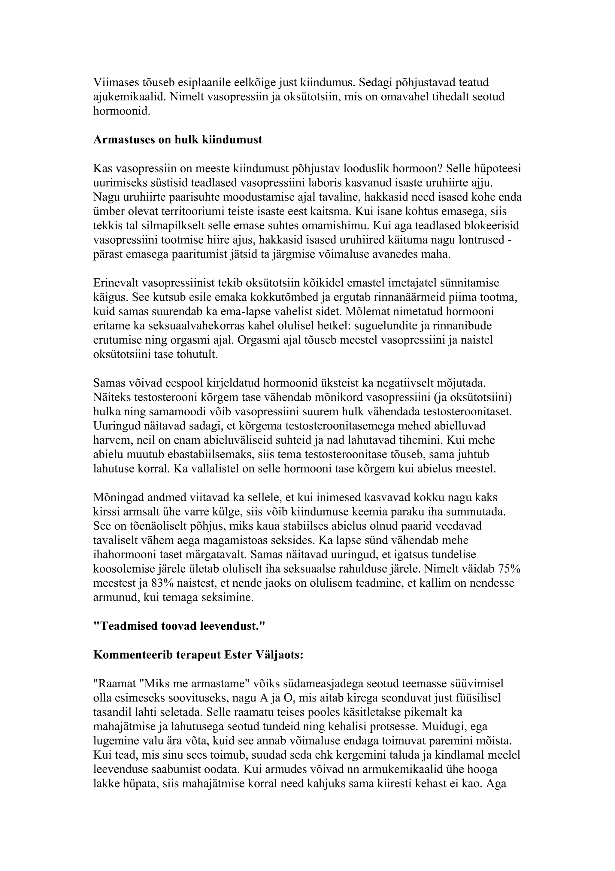 Armastus on inimesele omane kiindumustunne | DOC