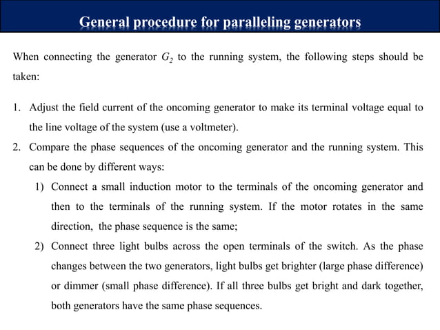 Armature reaction and parallel operation of a Syncronous generator ...