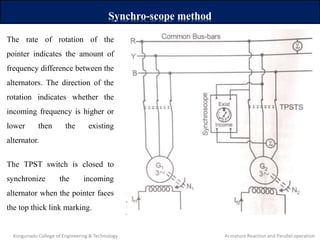 Armature reaction and parallel operation of a Syncronous generator | PPTX