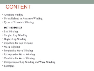Comprehensive Guide to DC Armature Windings: Types and Conditions | PPT