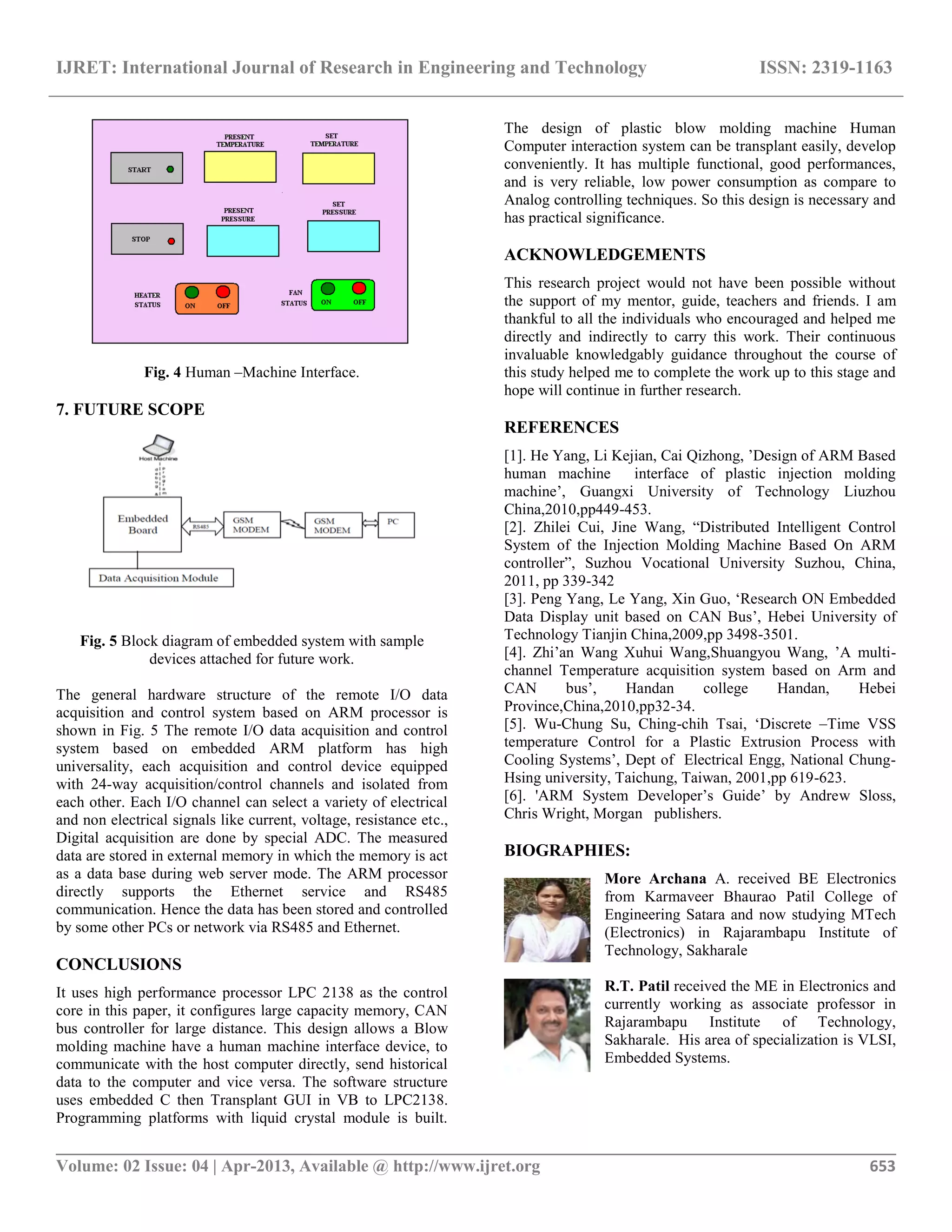 Arm based human machine interface of plastic extrusion blow molding system | PDF