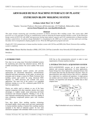 Arm based human machine interface of plastic extrusion blow molding system | PDF