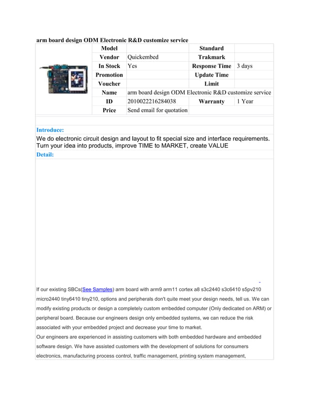 Arm board design odm electronic | PDF