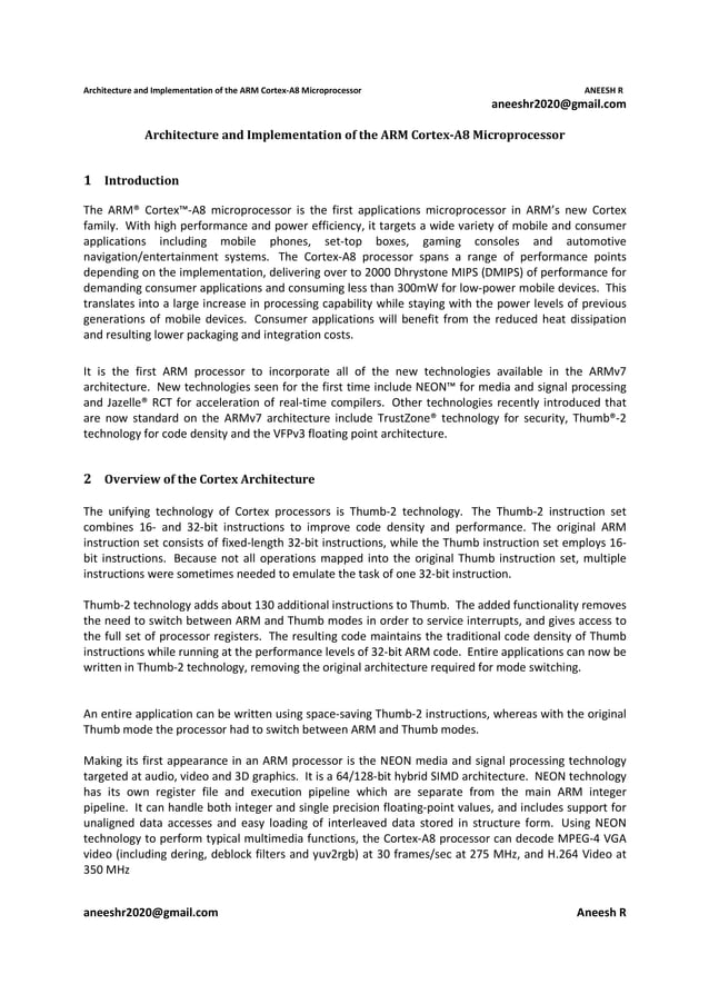 Architecture and Implementation of the ARM Cortex-A8 Microprocessor | PDF | Operating Systems ...