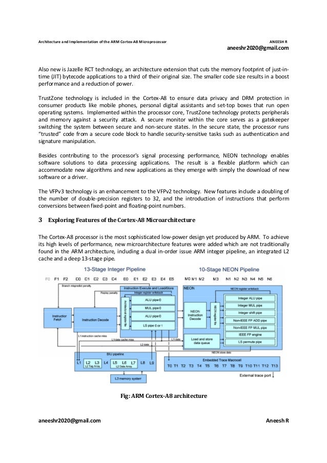 Architecture And Implementation Of The Arm Cortex A8 Microprocessor