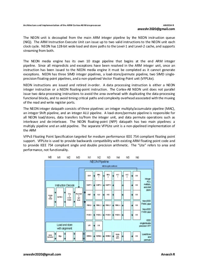 Architecture And Implementation Of The Arm Cortex A8 Microprocessor