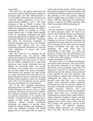 Arm Cortex A8 Vs Intel Atom:Architectural And Benchmark Comparisons | PDF