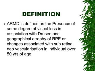Low Vision Managment, Age Related Macular Degeneration ARMD | PPT
