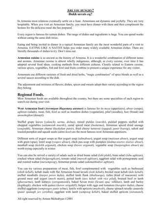 Armenian food guide for tourist for print | PDF