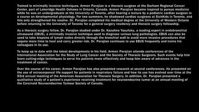 Minimally Invasive Thoracic Surgeon Armen Parajian | PPTX | Surgery ...