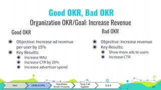 OKRs, KPIs, and hypothesis driven product development | PPT