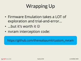 Hack.LU 2018 ARM IoT Firmware Emulation Workshop | PPT