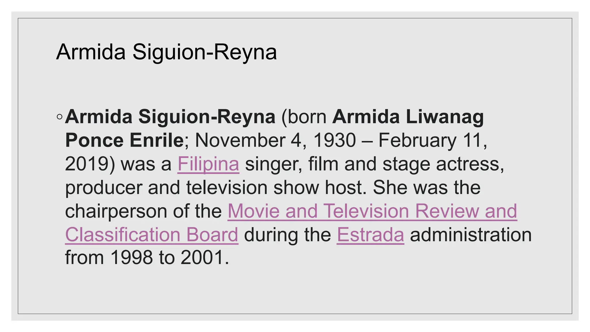 Armida Siguion-Reyna life, Biography, Career, Death.pptx