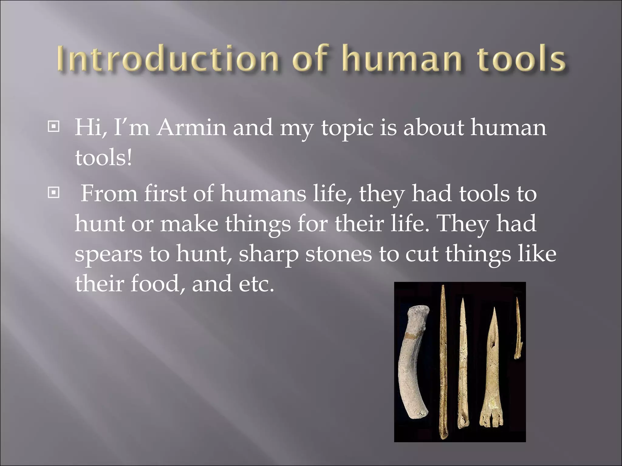 Armin early humans tools | PPT