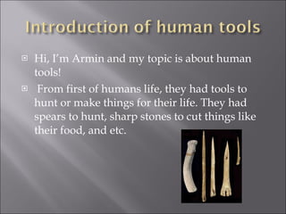 Armin early humans tools | PPT