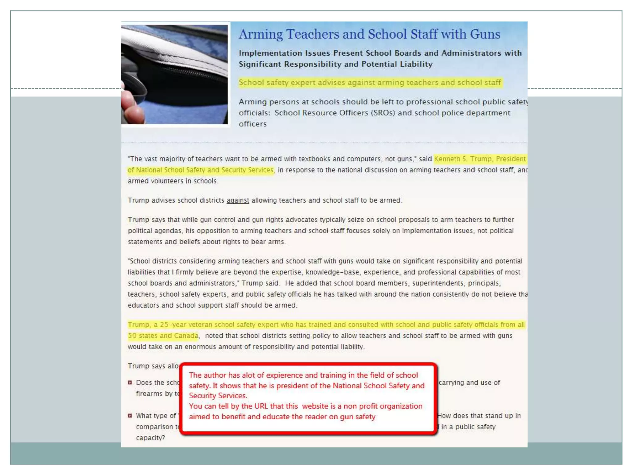 Arming teachers with guns | PPT