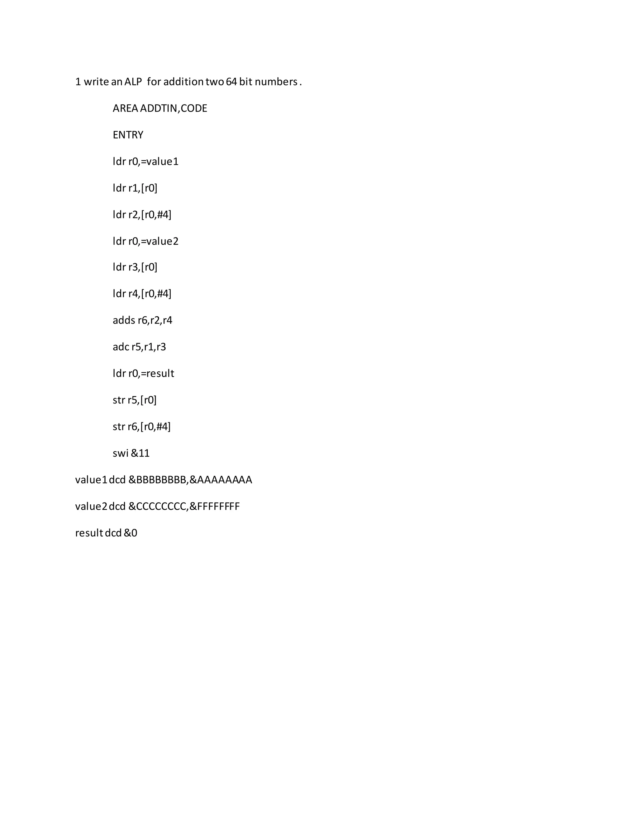 ARM lab programs | DOCX