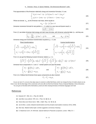 Armenian Theory of Special Relativity - One Dimensional Movement | PDF